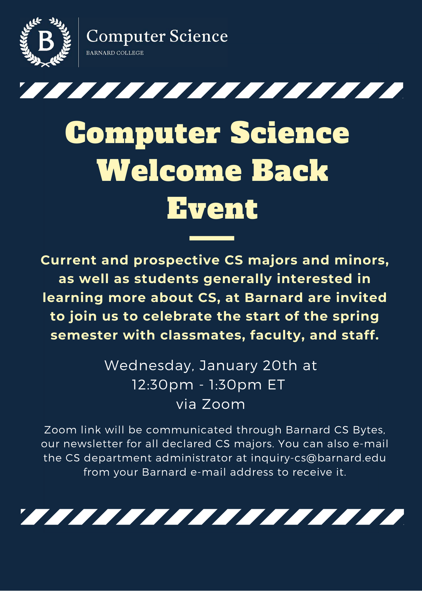 Spring 2021 Computer Science Welcome Back Event | Barnard College