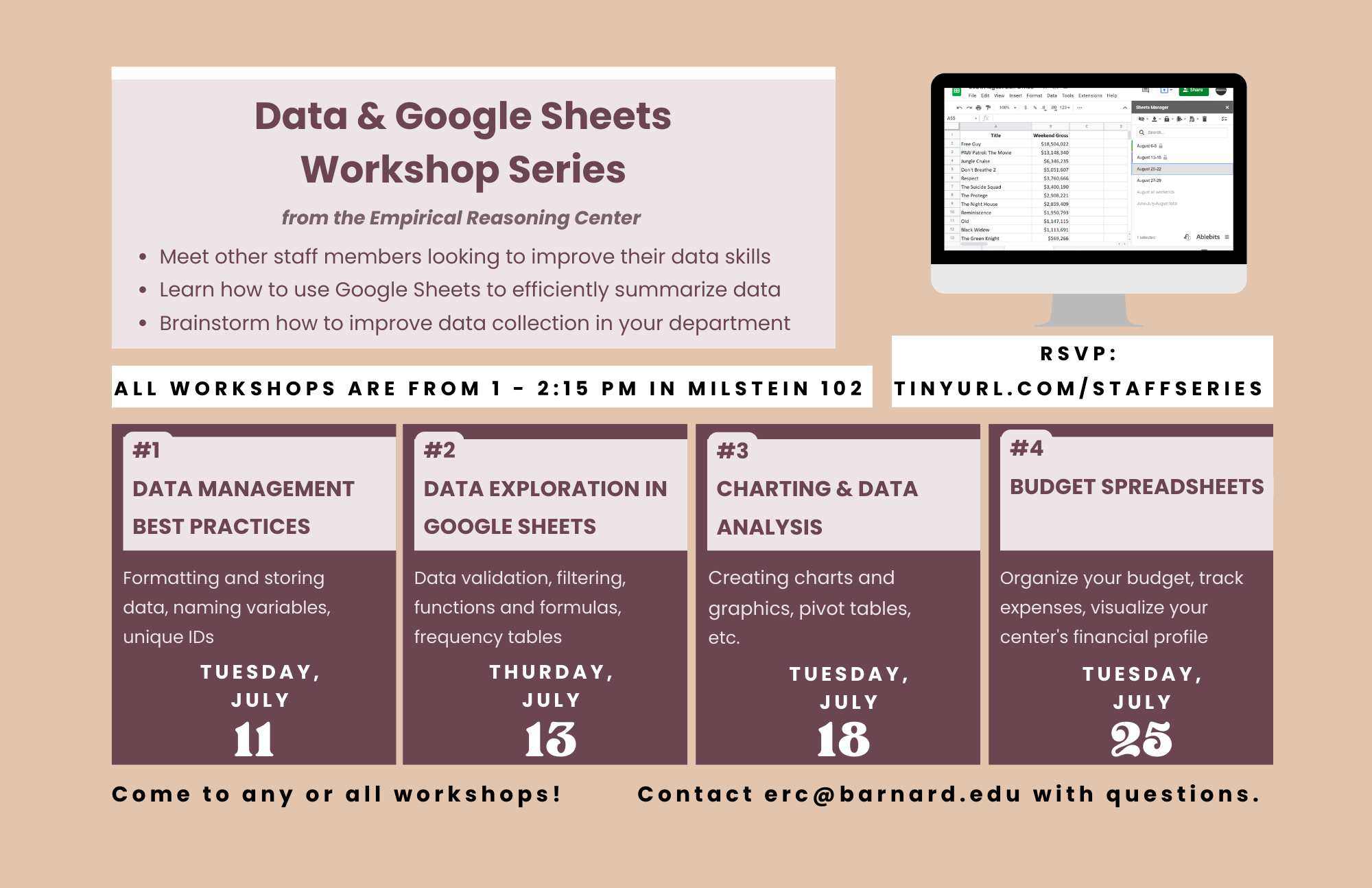 Data & Google Sheets Workshop Series | Barnard College